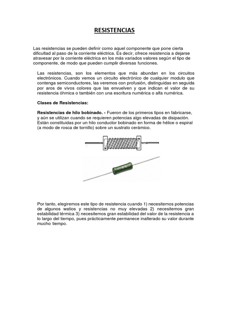 RESISTENCIAS | PDF | Resistor | Resistencia Eléctrica y Conductancia