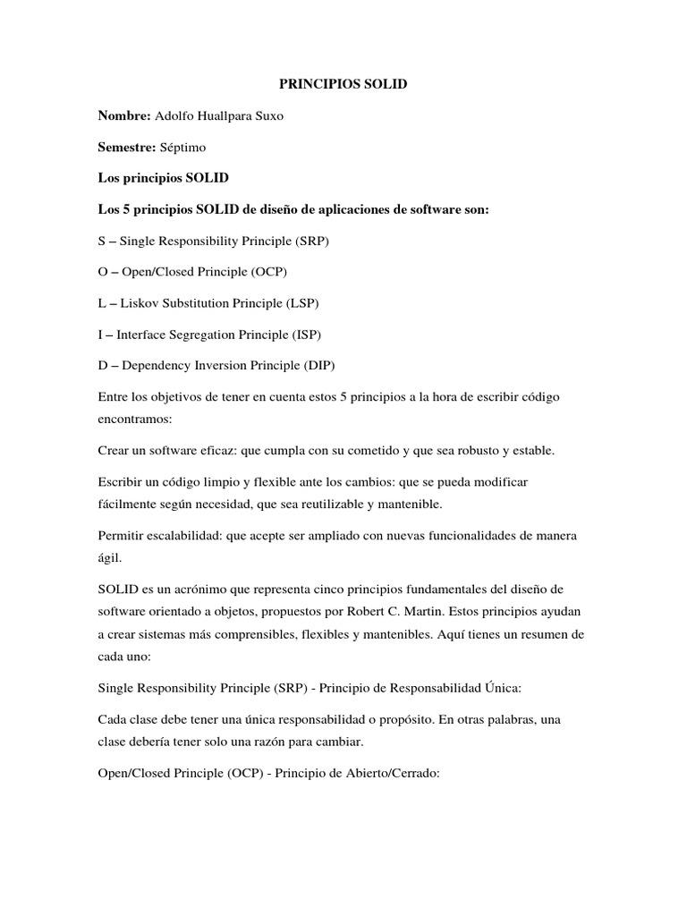 Principios Solid | PDF | Programación de computadoras | Ingeniería de ...