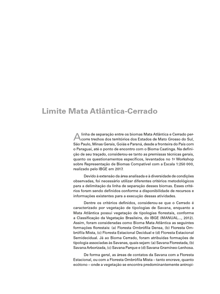 Limites entre Mata Atlântica e Cerrado | PDF | Savana | Florestas