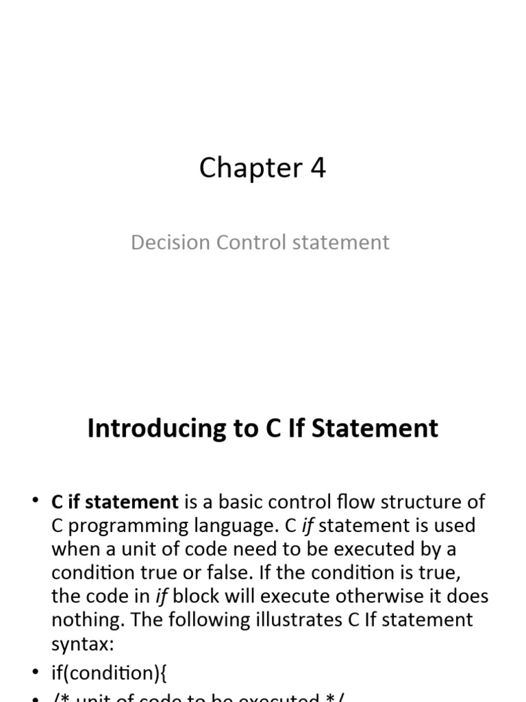 Chap 4 Decision Control Statement | PDF | Computer Engineering ...
