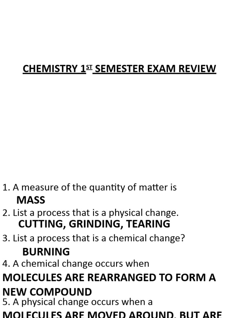 Chemistry 1st Semester Exam Review | PDF | Chemical Bond | Ionic Bonding