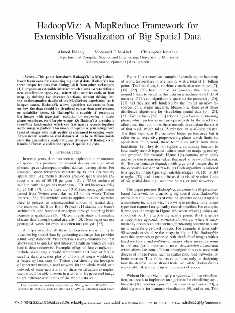 Hadoopviz A Mapreduce Framework For Extensible Visualization Of Big Spatial Data Pdf Map
