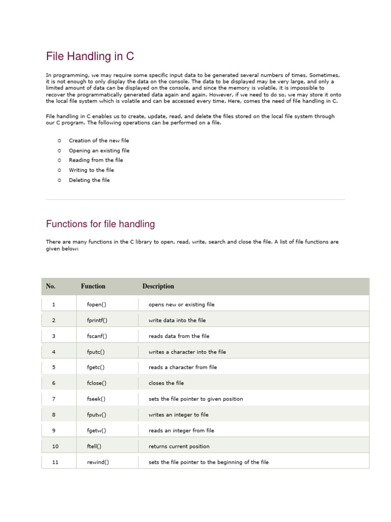File Handling in C | Download Free PDF | Pointer (Computer Programming) | Computer File