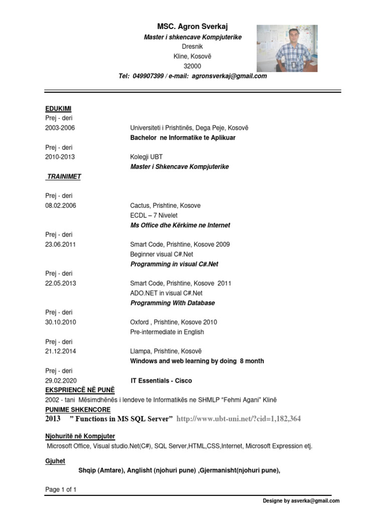 CV - Shqip | PDF