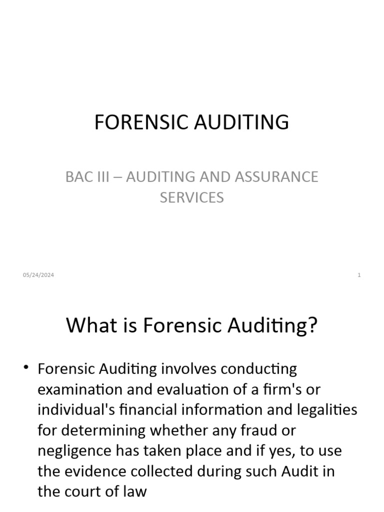 Forensic Auditing BAC III | PDF | Audit | Fraud