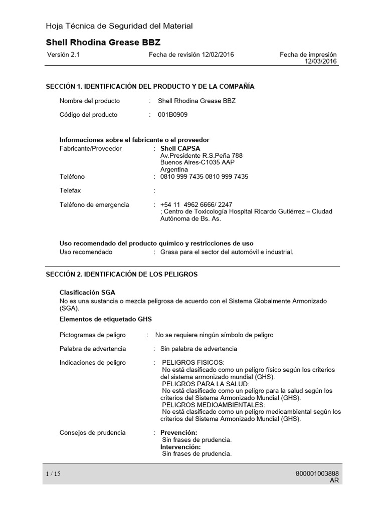 GSAP Msds 01392141 | PDF | Toxicidad | Guante
