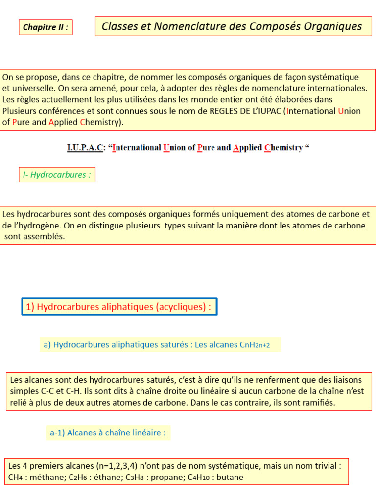 Nomenclature des Hydrocarbures Organiques | PDF | Alcane | Alcène