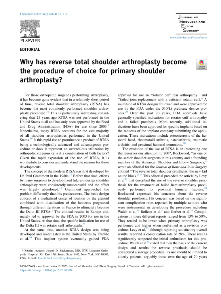 Why Has Reverse Total Shoulder Arthroplasty Become | PDF | Clinical ...