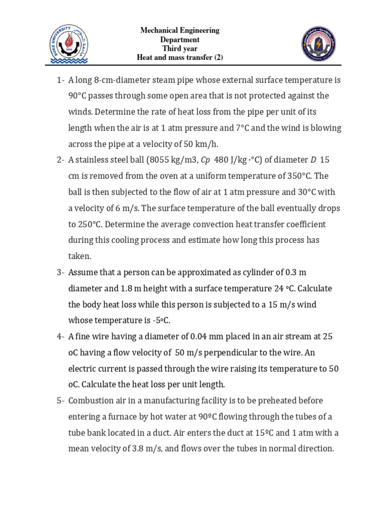 Sheet 2 + sol | PDF | Heat Transfer | Fluid Dynamics