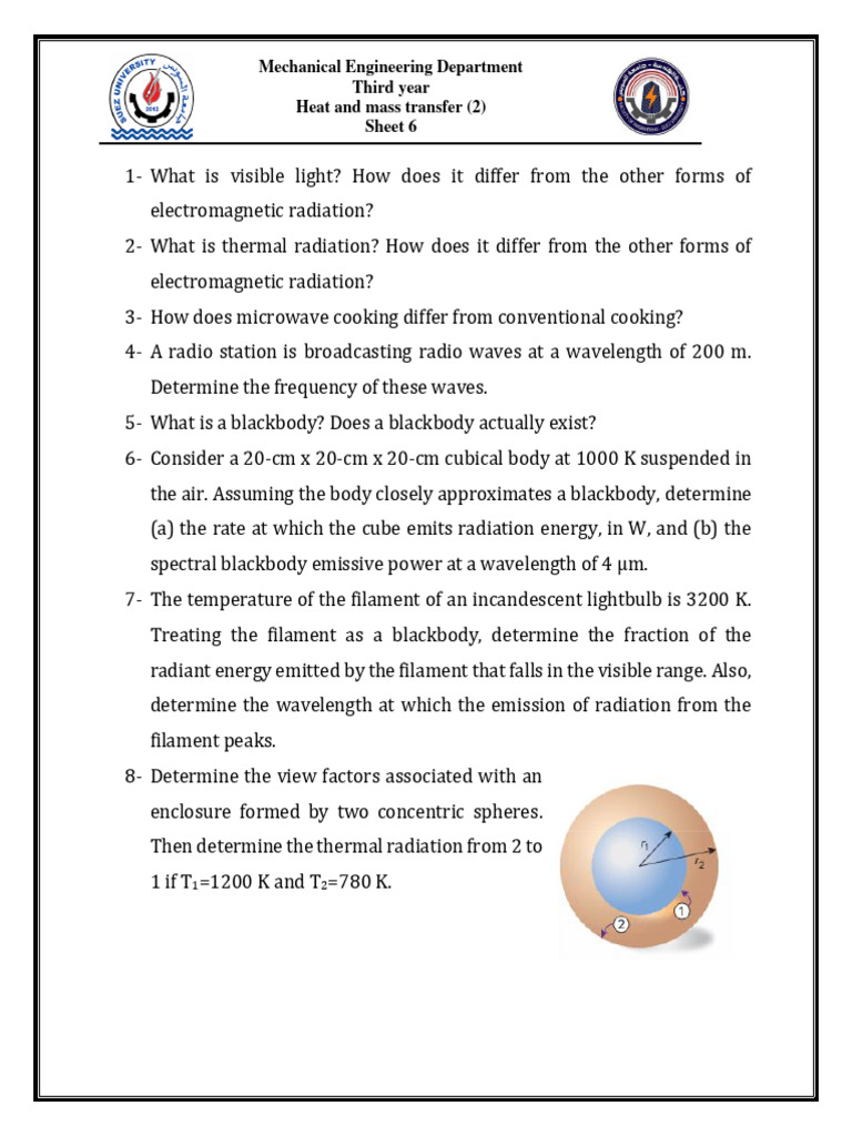 Sheet 6 Radiation Sol Pdf Electromagnetic Spectrum