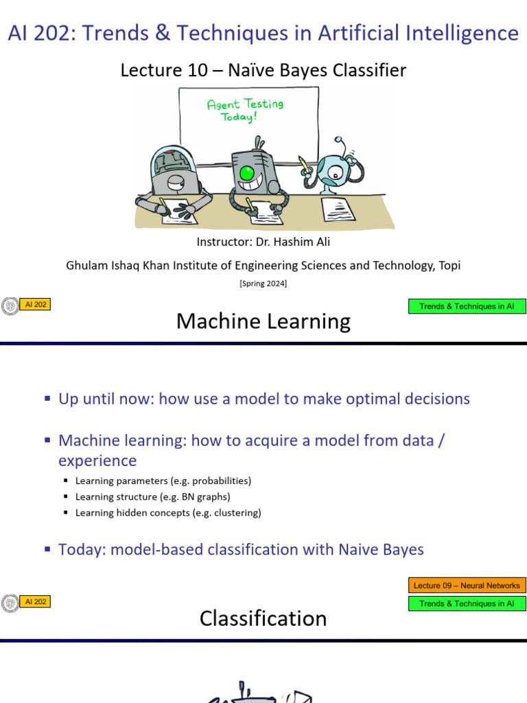Lecture 10 - Naive Bayes Classifier | PDF | Statistical Classification | Artificial Intelligence