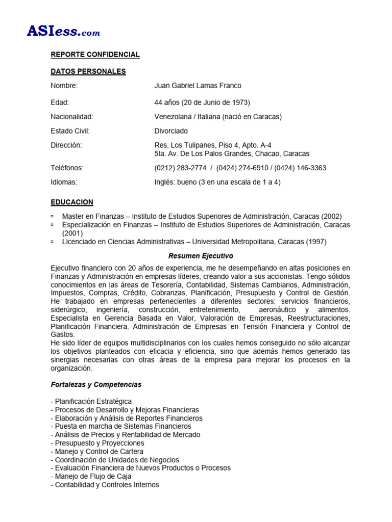 Perfil de Juan Gabriel Lamas Franco | PDF | Business | Presupuesto