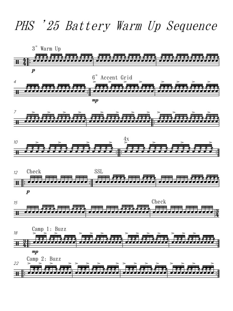 PHS '25 Battery Warm Up Sequence 2 | PDF