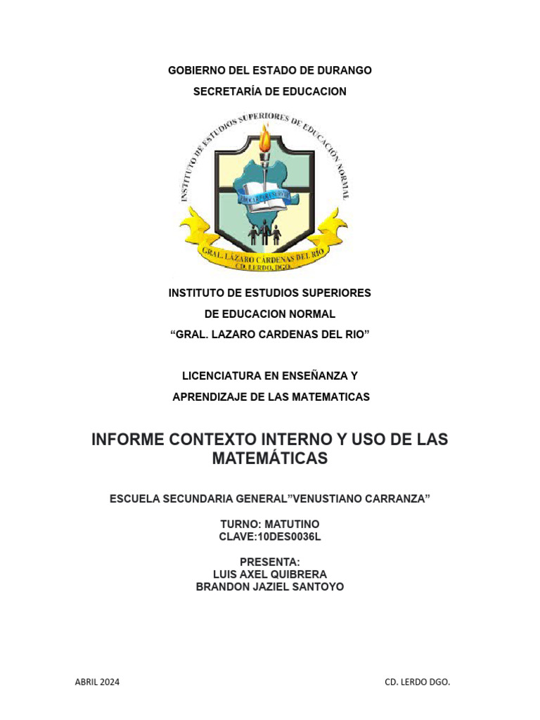 Contexto Interno | Descargar gratis PDF | Salón de clases | Escuelas