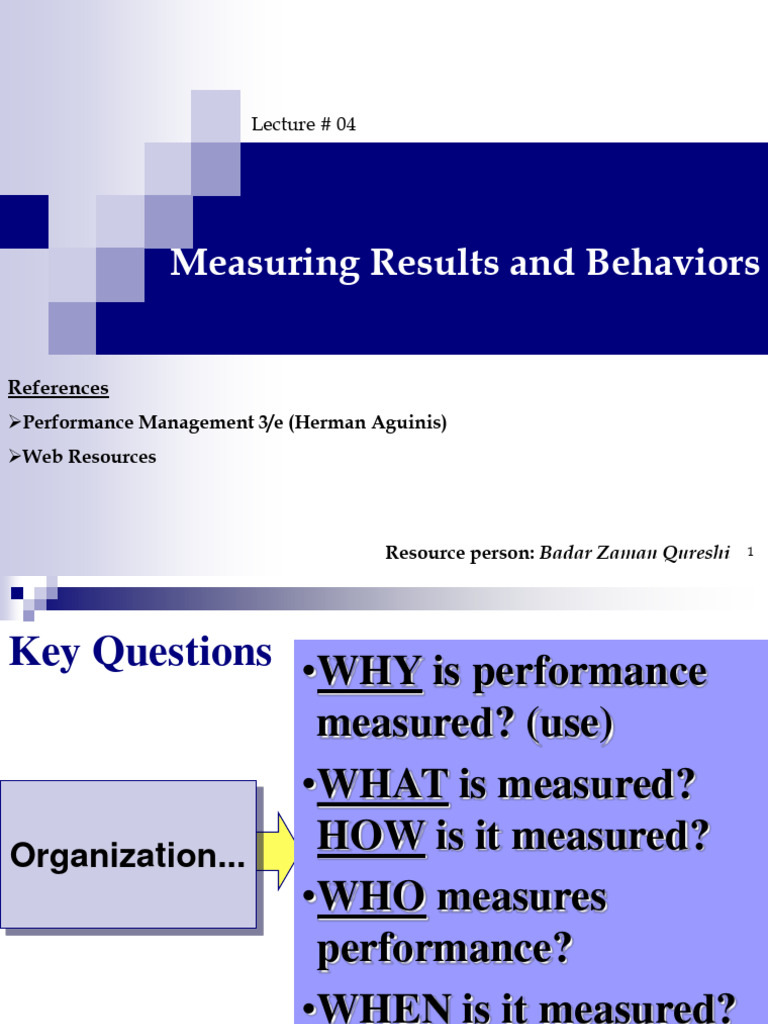 PM - Lecture-4, Measuring Results and Behaviors | PDF | Procurement ...