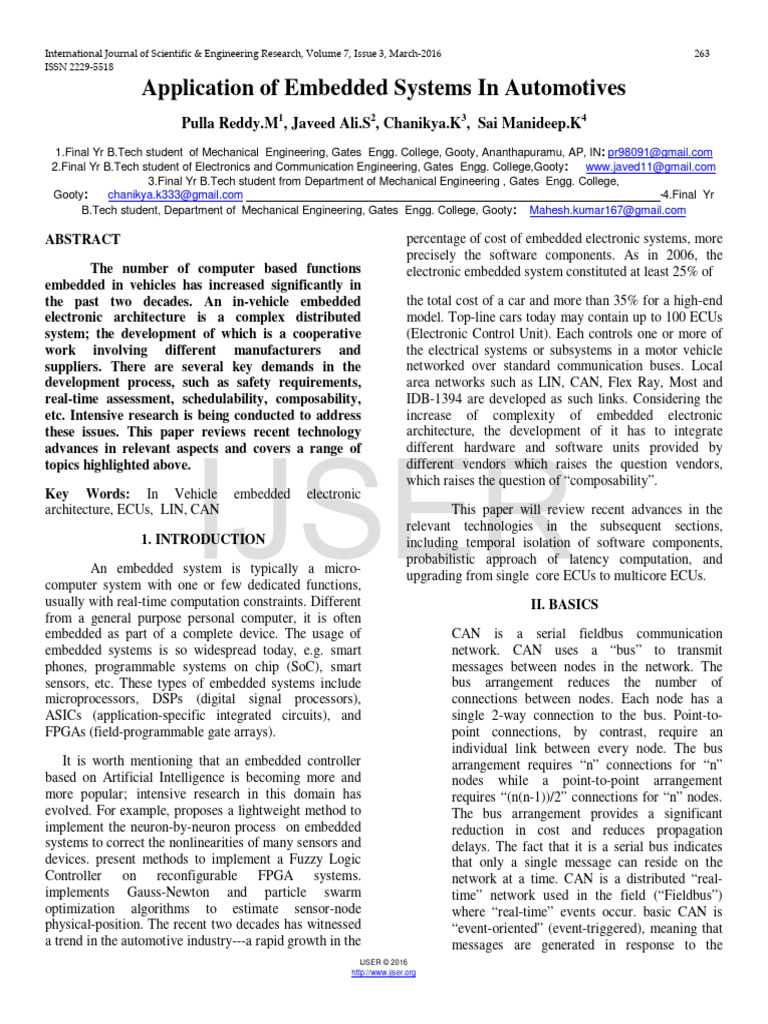 Application of Embedded Systems in Autom | PDF | Computer Network ...