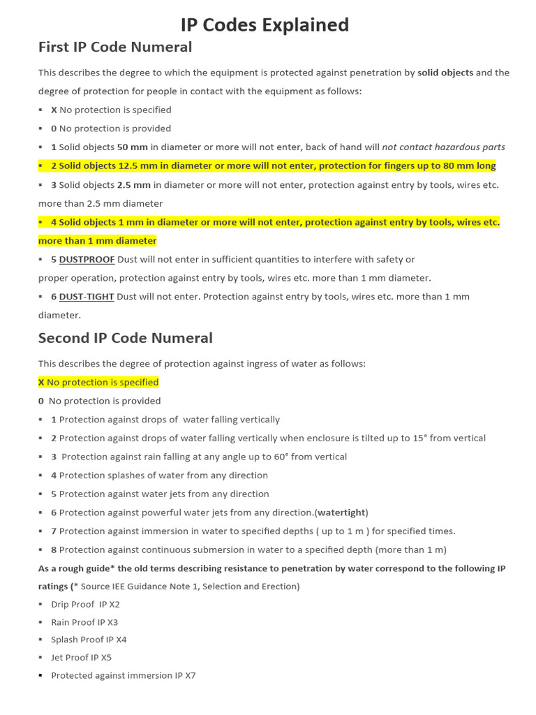 Ip codes | PDF | Manufactured Goods | Electricity