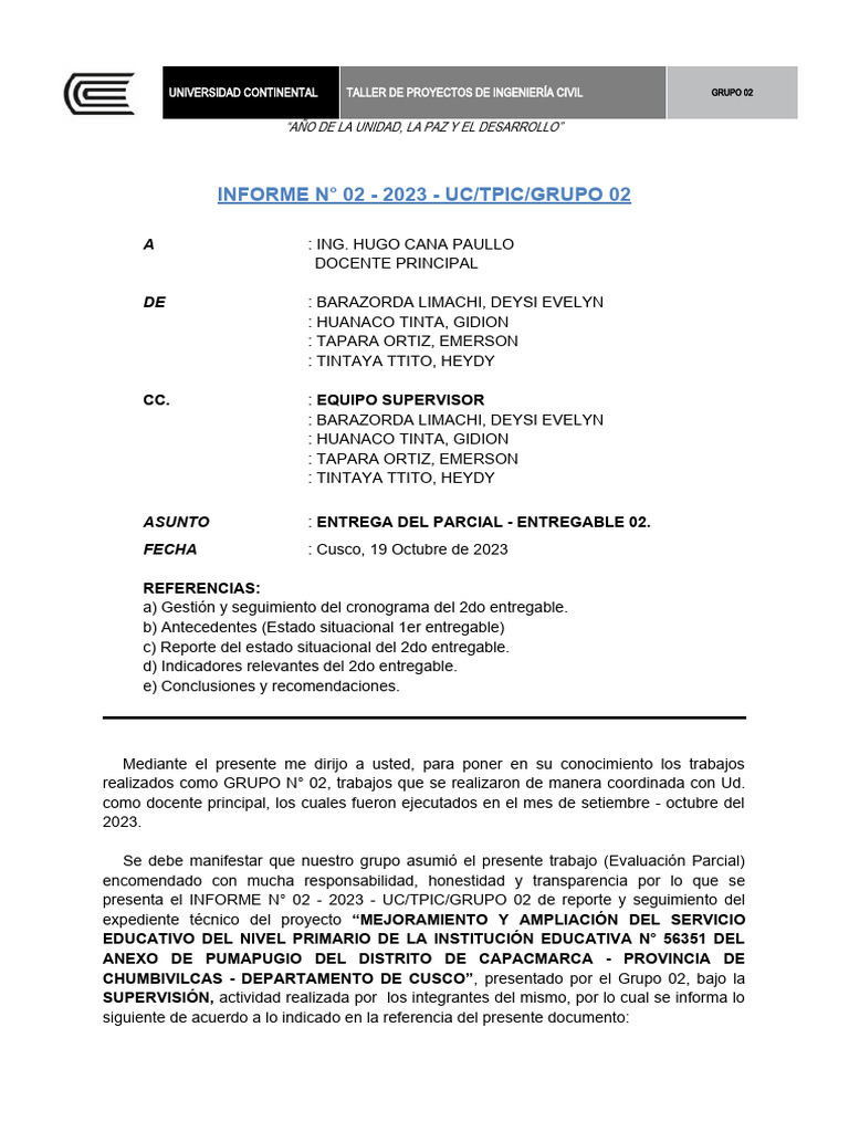 Informe 02 | PDF | Ingeniería