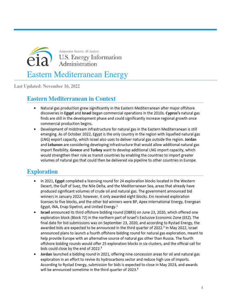 Eastern Mediterranean Natural Gas Overview | PDF | Natural Gas | Petroleum