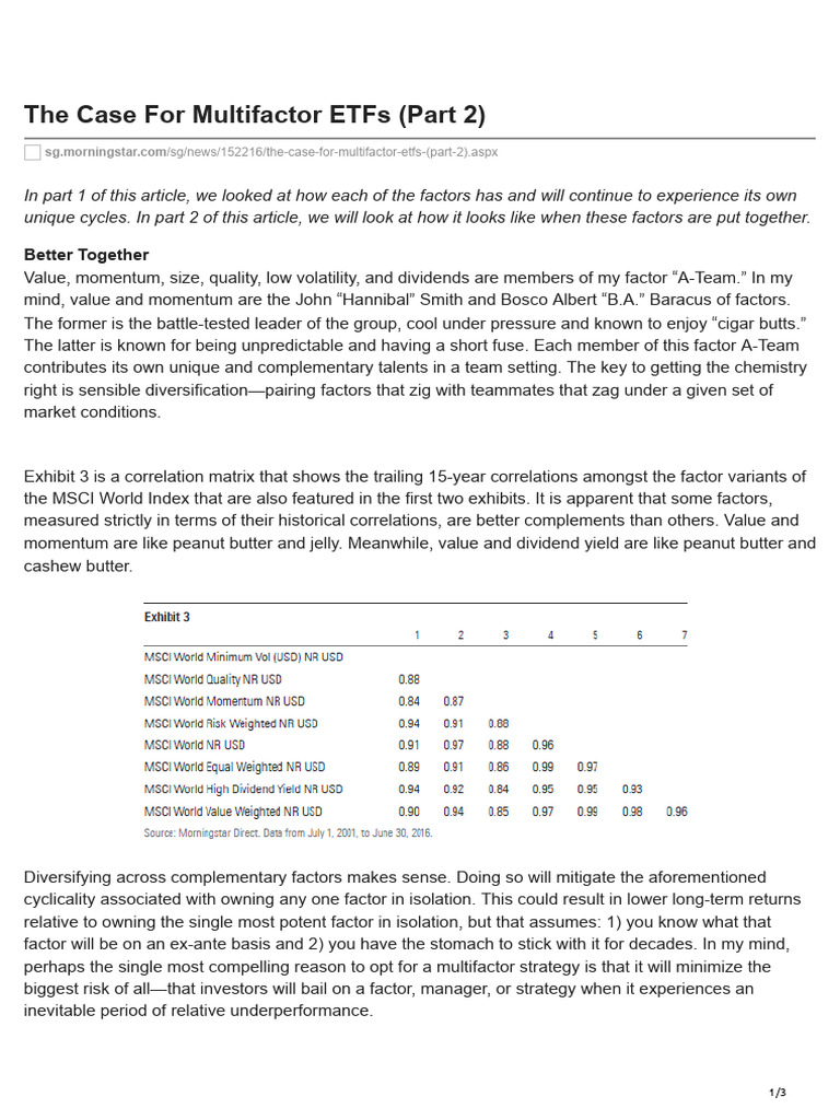 The Case For Multifactor ETFs Part 2 | PDF | Index Fund | Investing