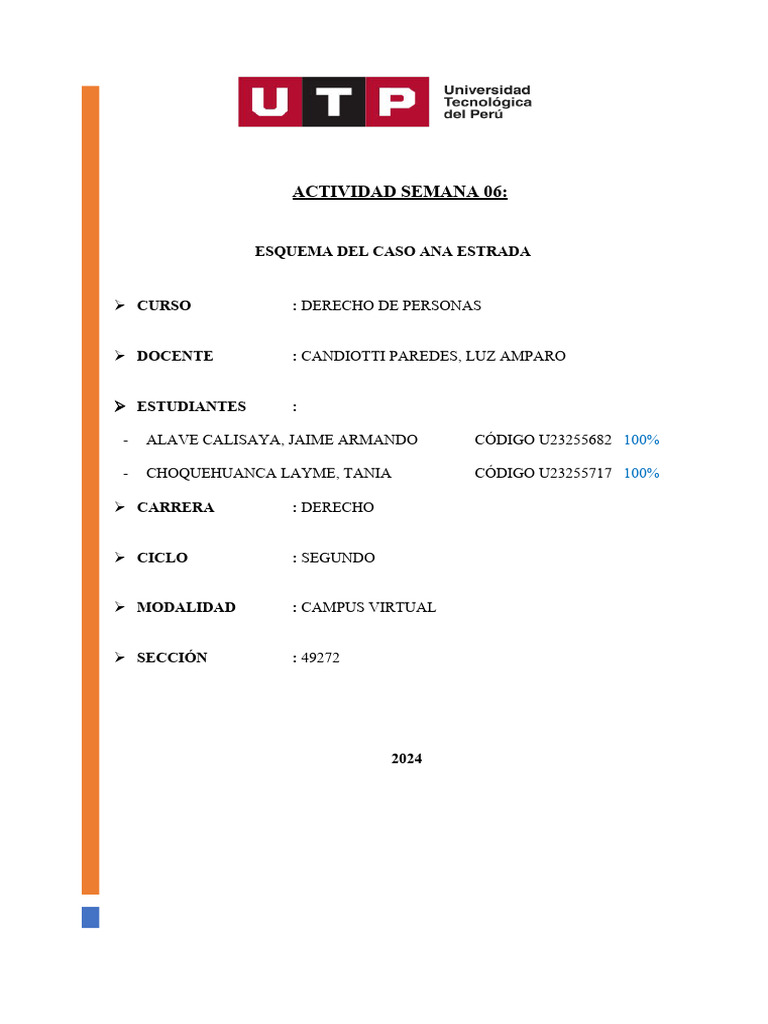 Tarea Esquema Caso Ana Estrada | PDF | Ciencias sociales | Derecho