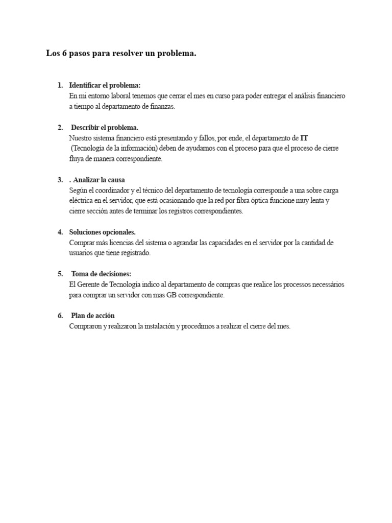 Los 6 Pasos para Resolver Un Problema | PDF