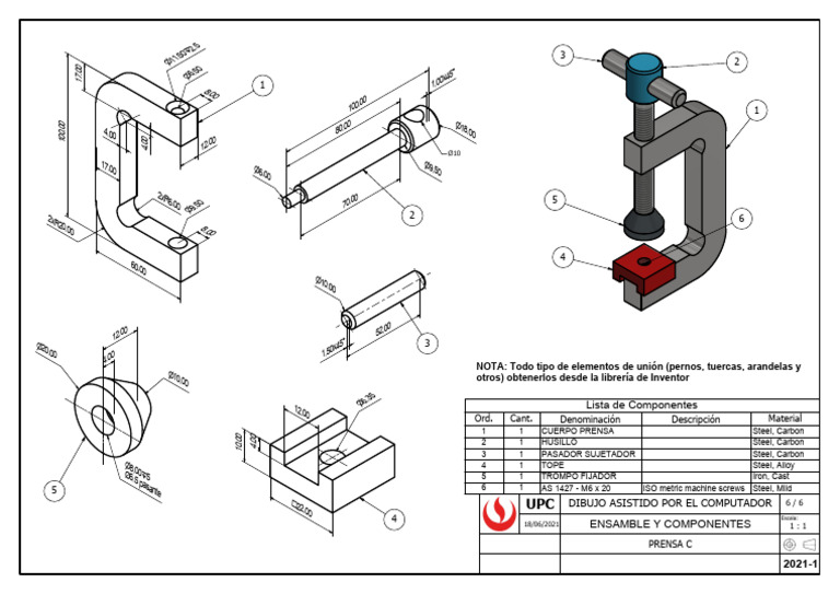 Plano - Prensa C - Ensamble y Componentes | PDF
