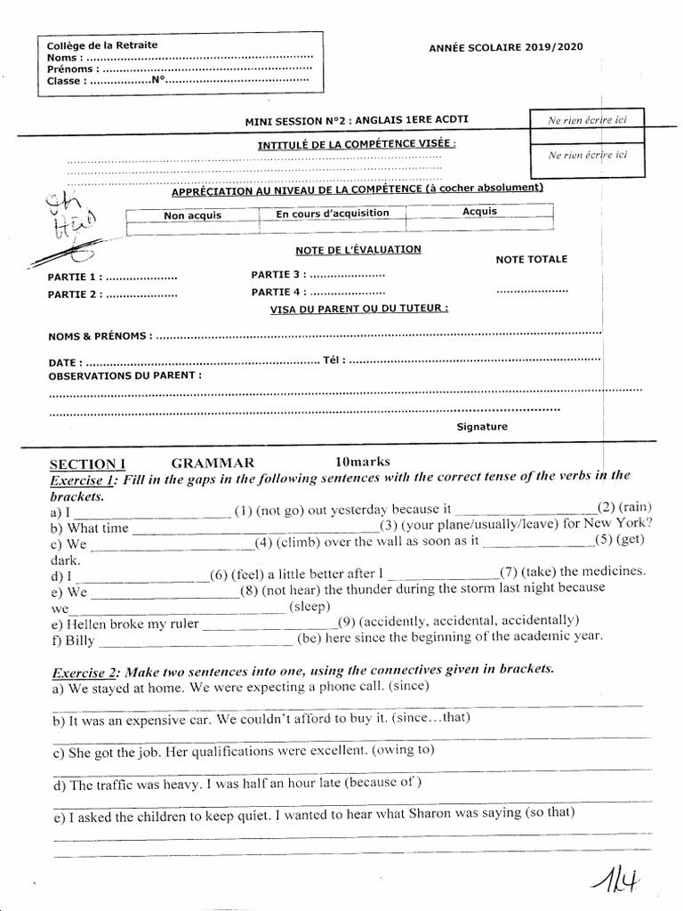 Anglais-1ereA C D TI-Eval2 | PDF