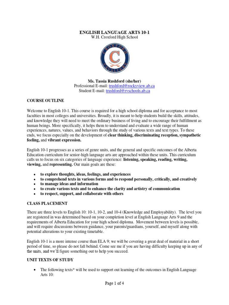 ELA 10-1 Course Outline | PDF | Academic Dishonesty | Plagiarism