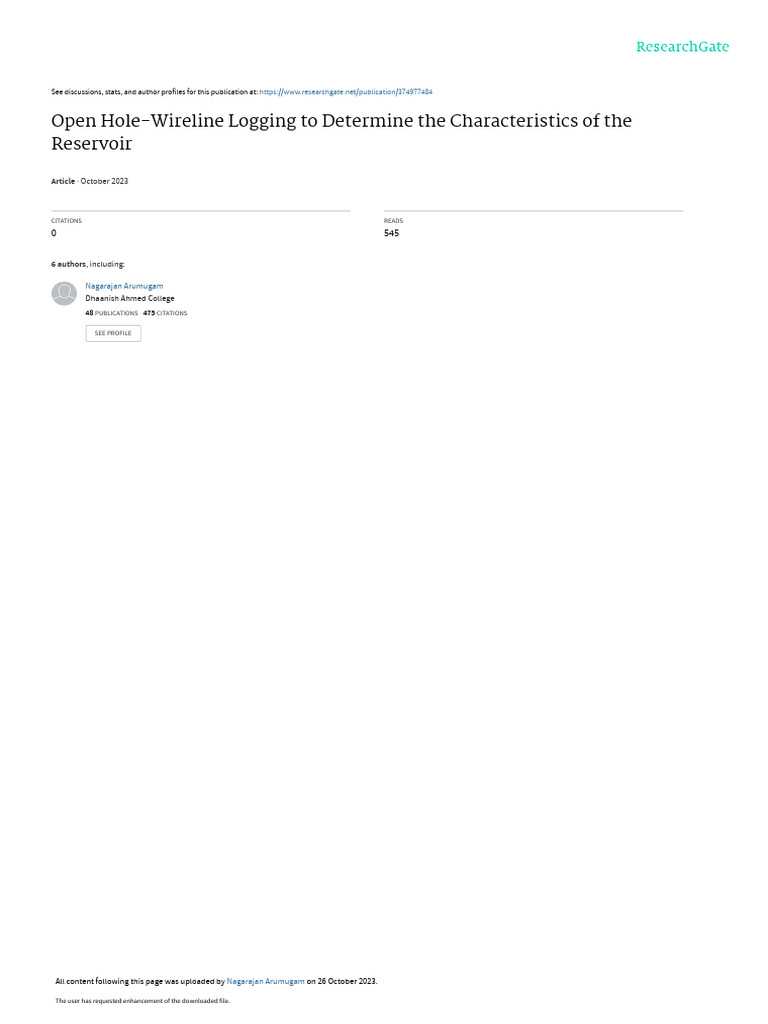 Open Hole-Wireline Logging to Determine the Characteristics of the ...