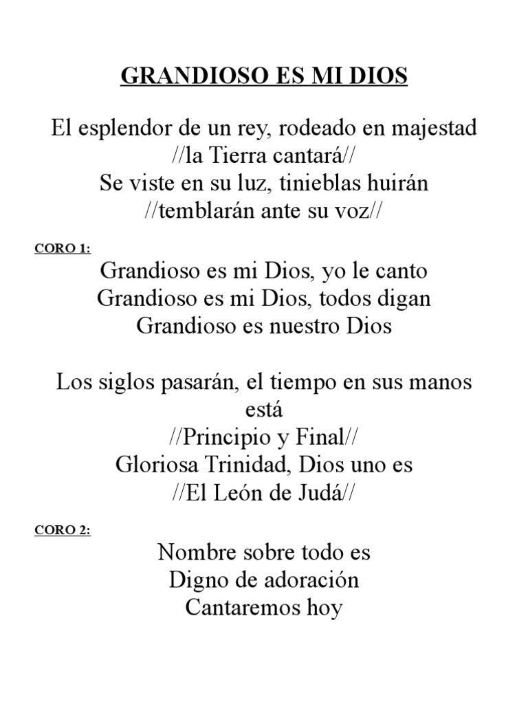 Grandioso es Nuestro Dios: Letra y Acordes | PDF | Entretenimiento ...