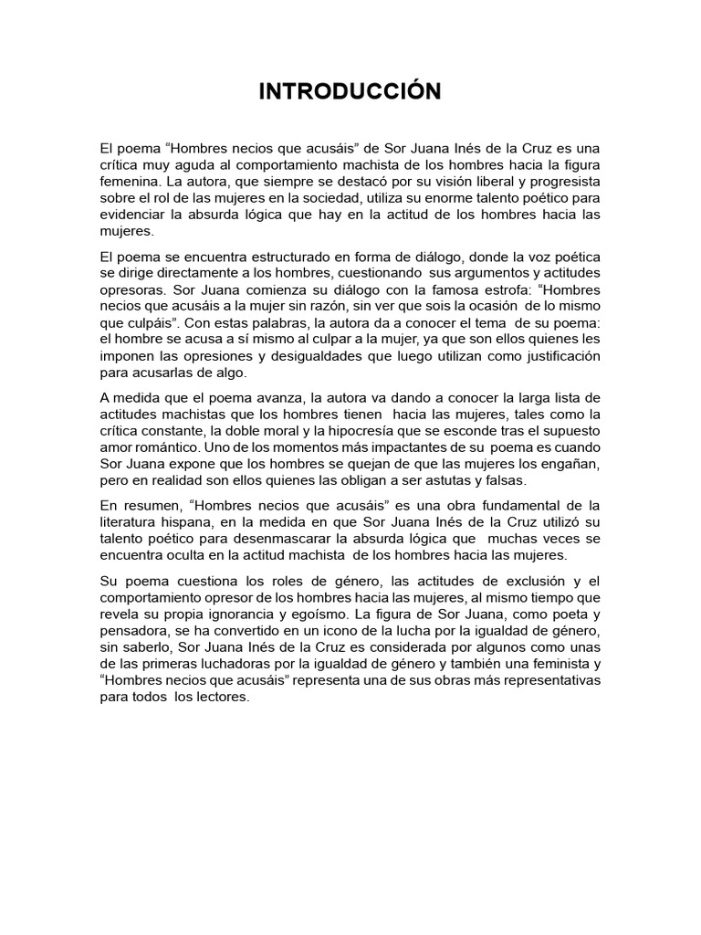 Ensayo Poema Hombres Necios Que Acusais | Descargar gratis PDF ...