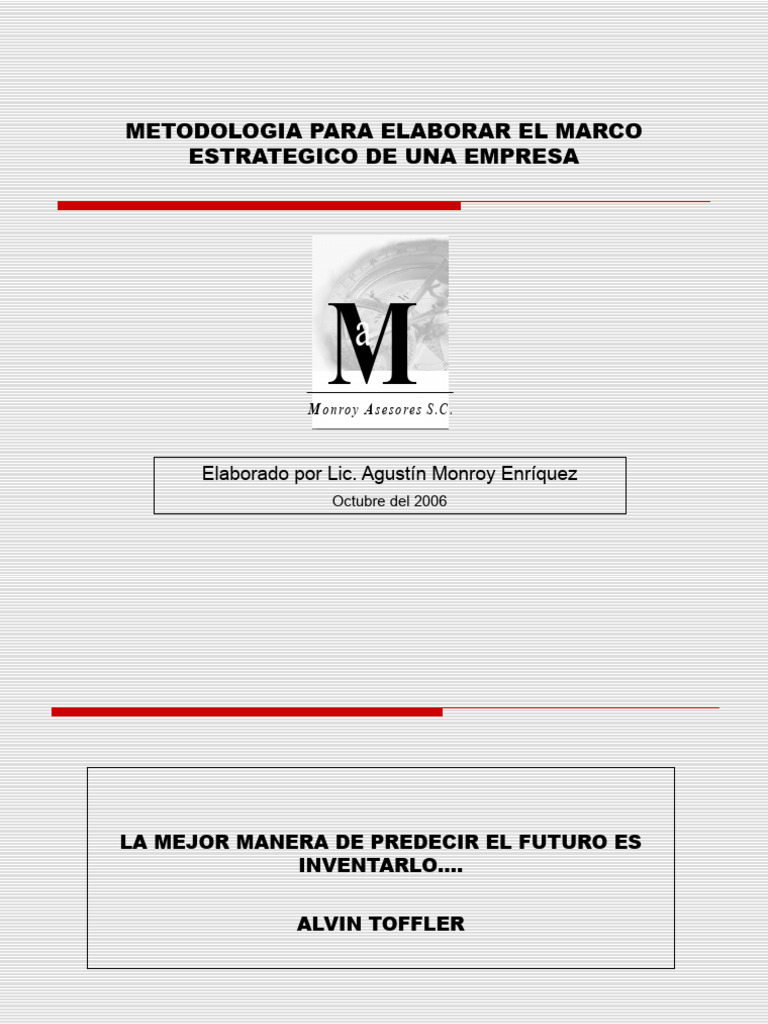 Metodologia para Elaborar El Marco Estrategico de Una Empresa | PDF | Business | Planificación