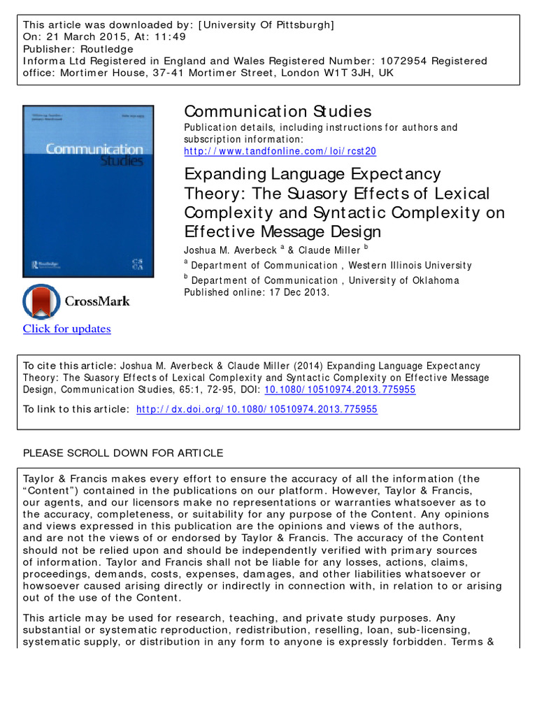 Theory The Suasory Effects of Lexical Complexity and Syntactic ...