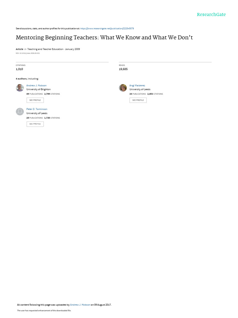 Mentoring for Beginning Teachers | PDF