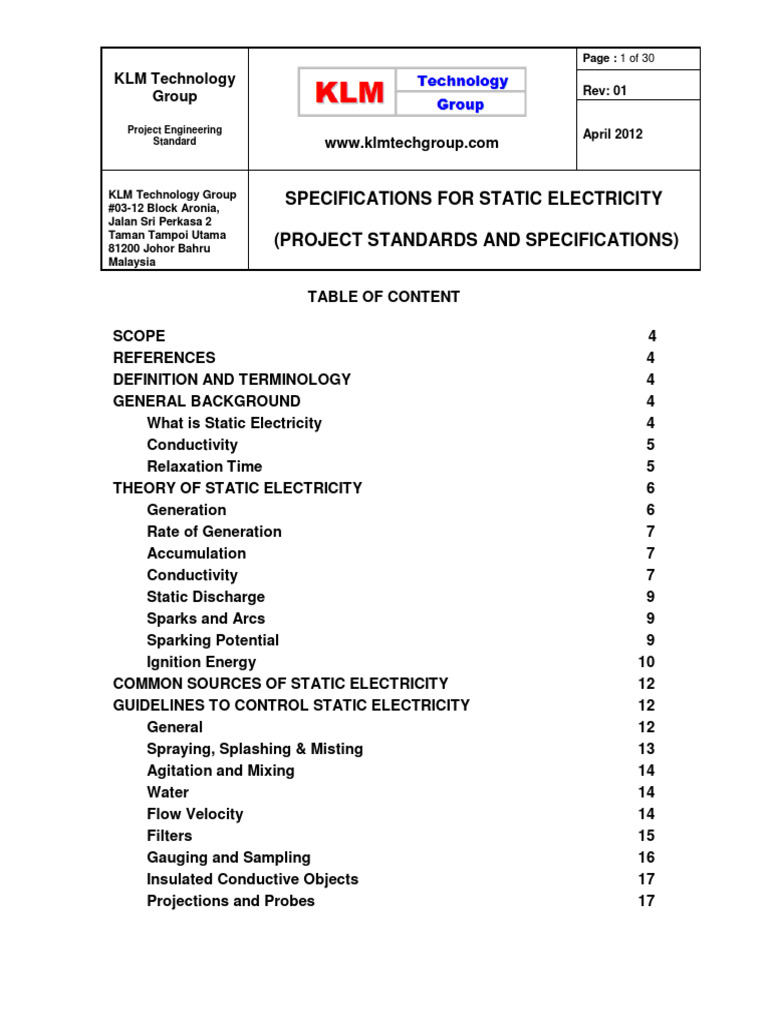 Static Electricity Control Standards | PDF | Electrostatic Discharge ...