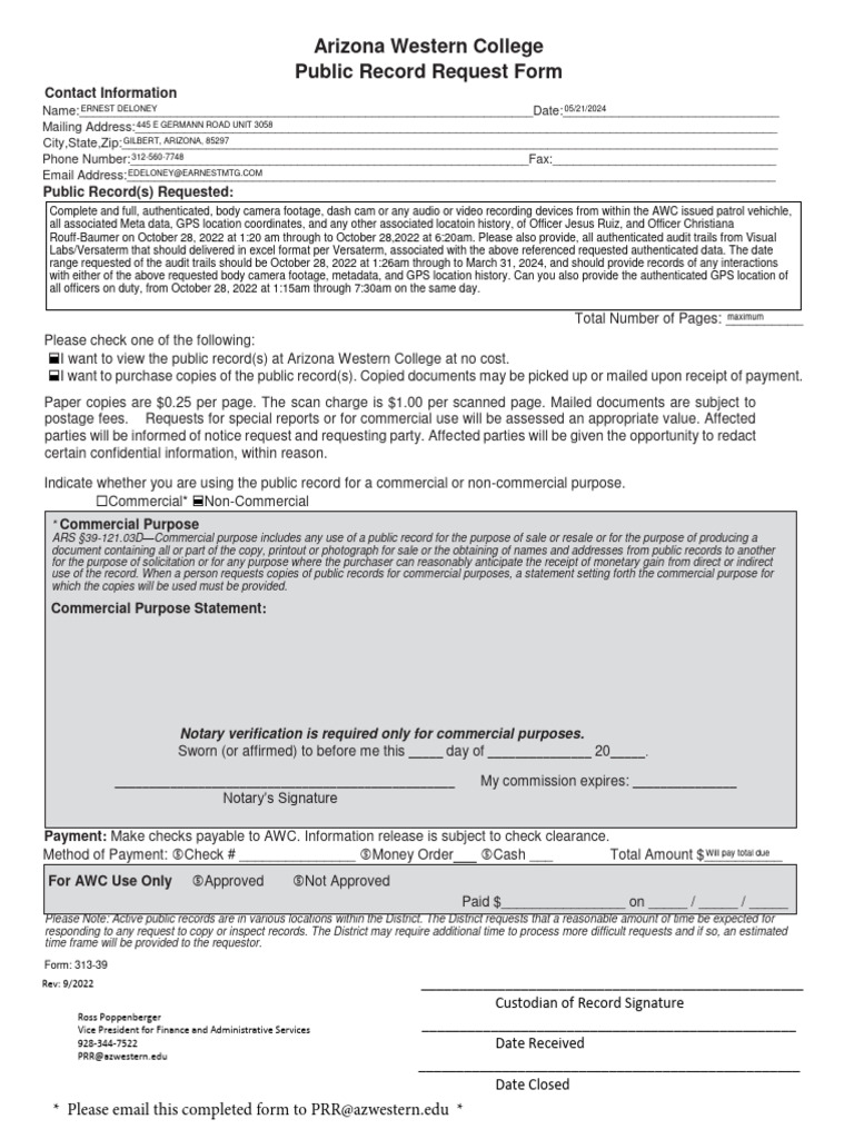 Public - Record - Request. Ross Poppenberger.05212024 | PDF | Metadata