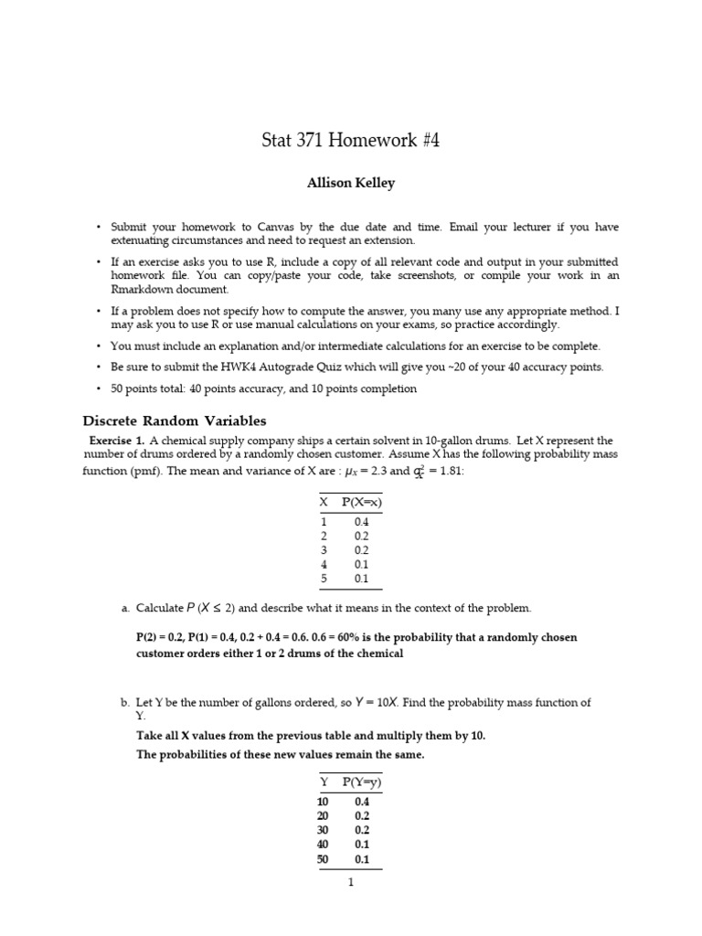 HWK4 - Correctversion | PDF | Standard Deviation | Variance