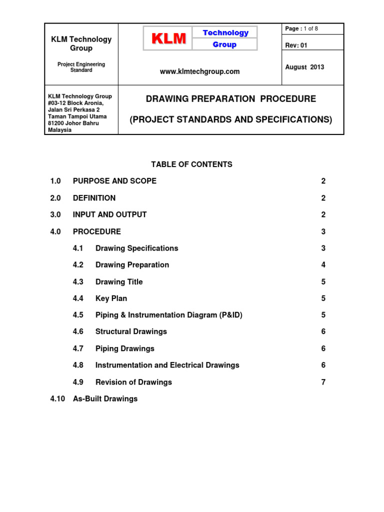 PROJECT STANDARDS AND SPECIFICATIONS Drawing Preparation Procedure ...