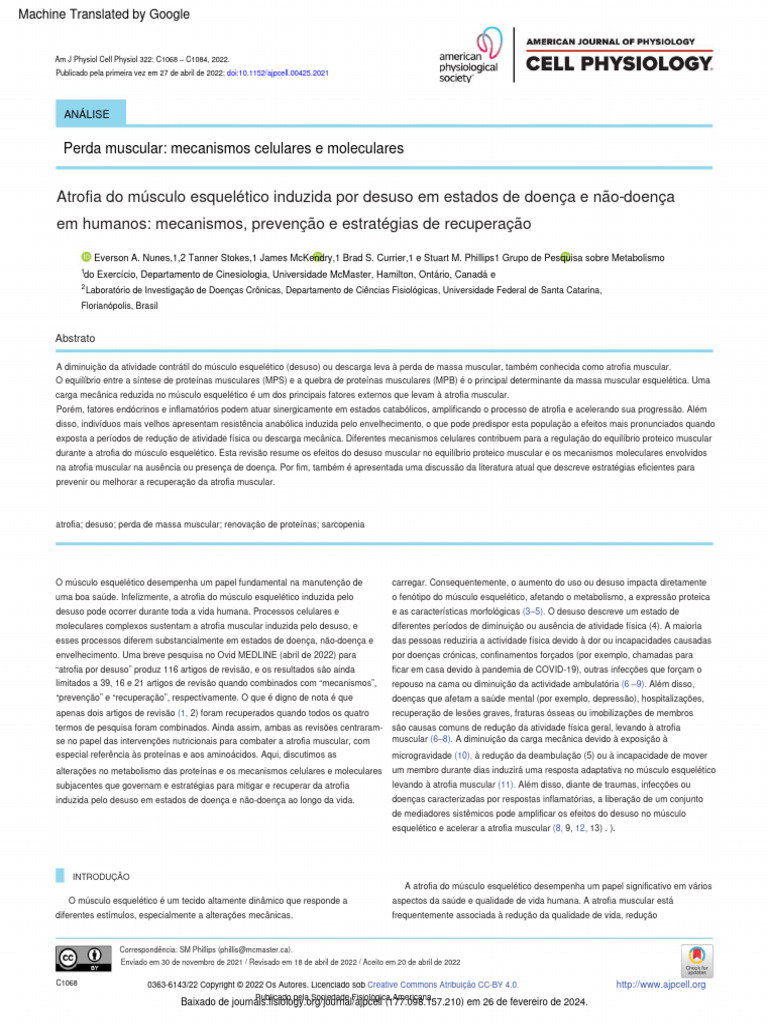 Nunes Et Al 2022 Disuse Induced Skeletal Muscle Atrophy in Disease and ...