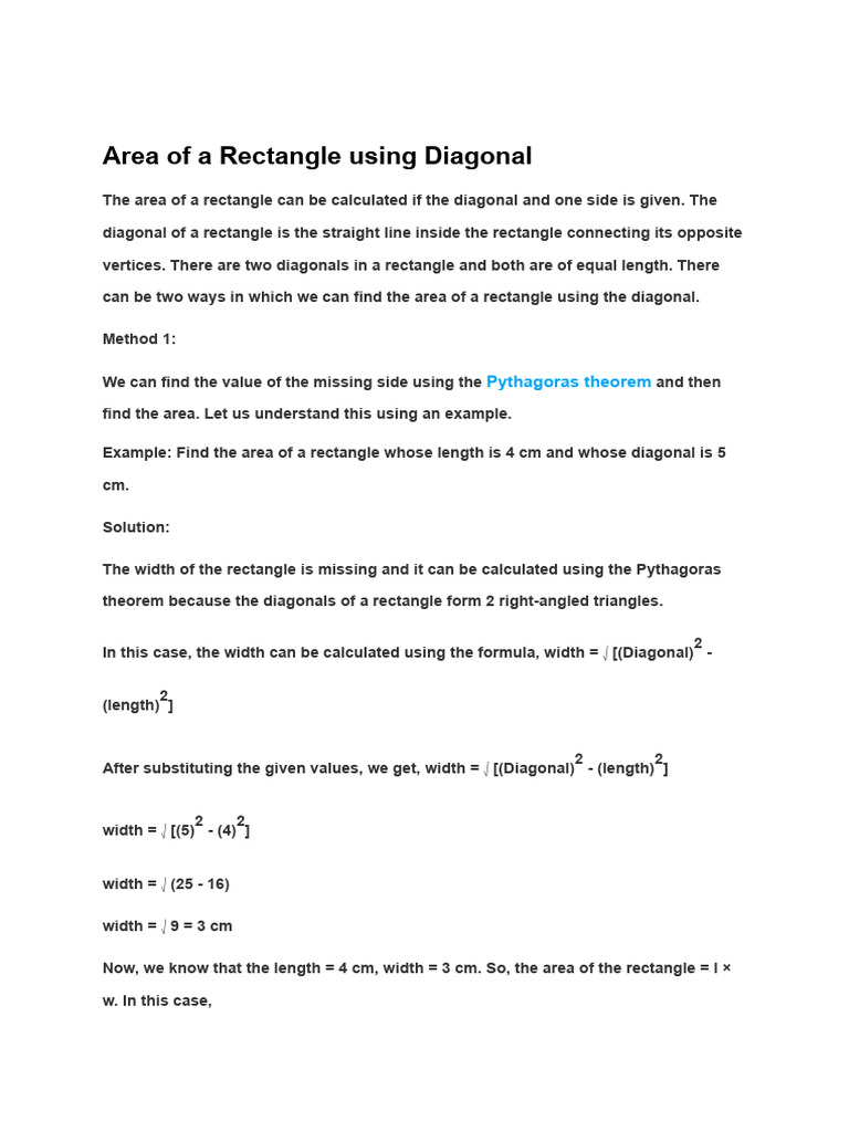 Area of Rectangle | PDF | Area | Length
