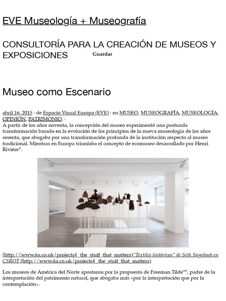 Museo Como Escenario EVE Museologia Muse | PDF | Museo | Museología