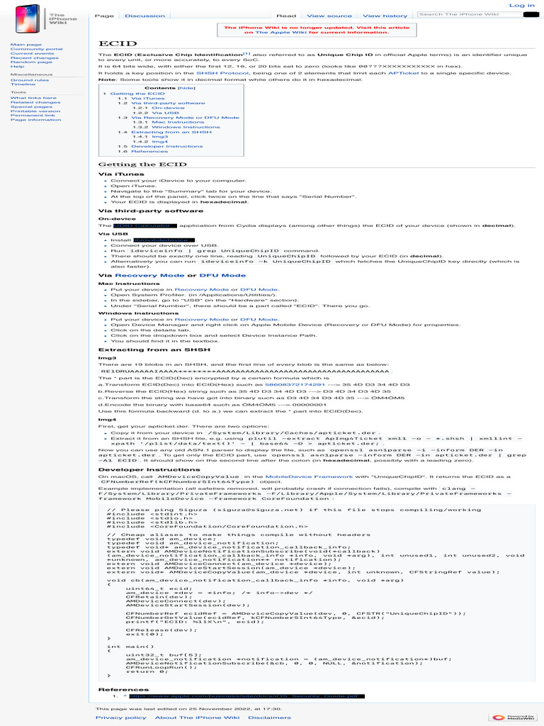 ECID - The Iphone Wiki | PDF | I Tunes | Wiki