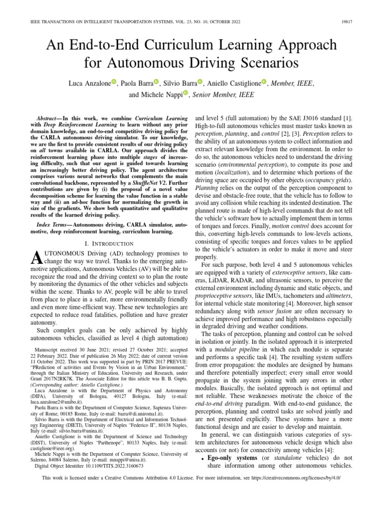 An End-to-End Curriculum Learning Approach For Aut | PDF | Simulation