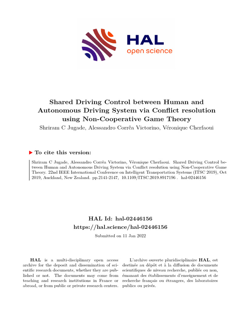Shared Driving Control via Game Theory | PDF | System | Function ...