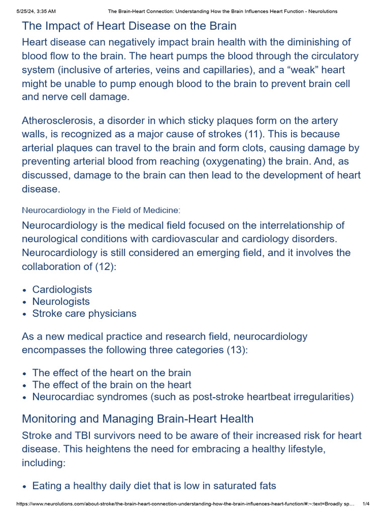 The Brain-Heart Connection - Understanding How The Brain Influences ...