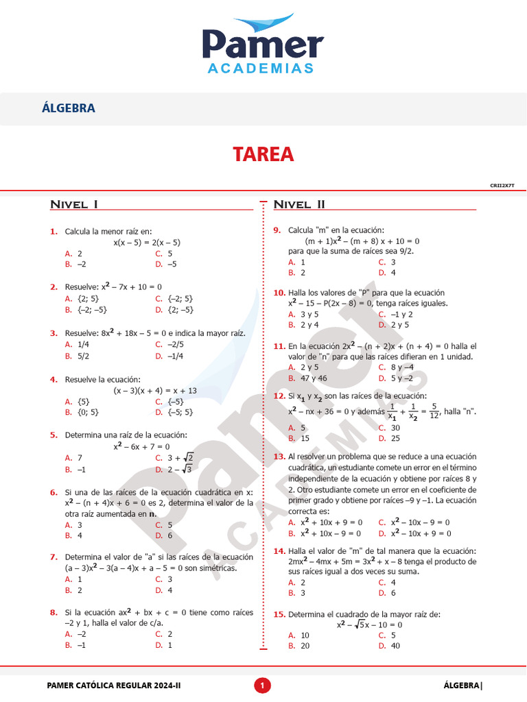 Tarea 7 Algebra | PDF | Ecuaciones | Matemáticas