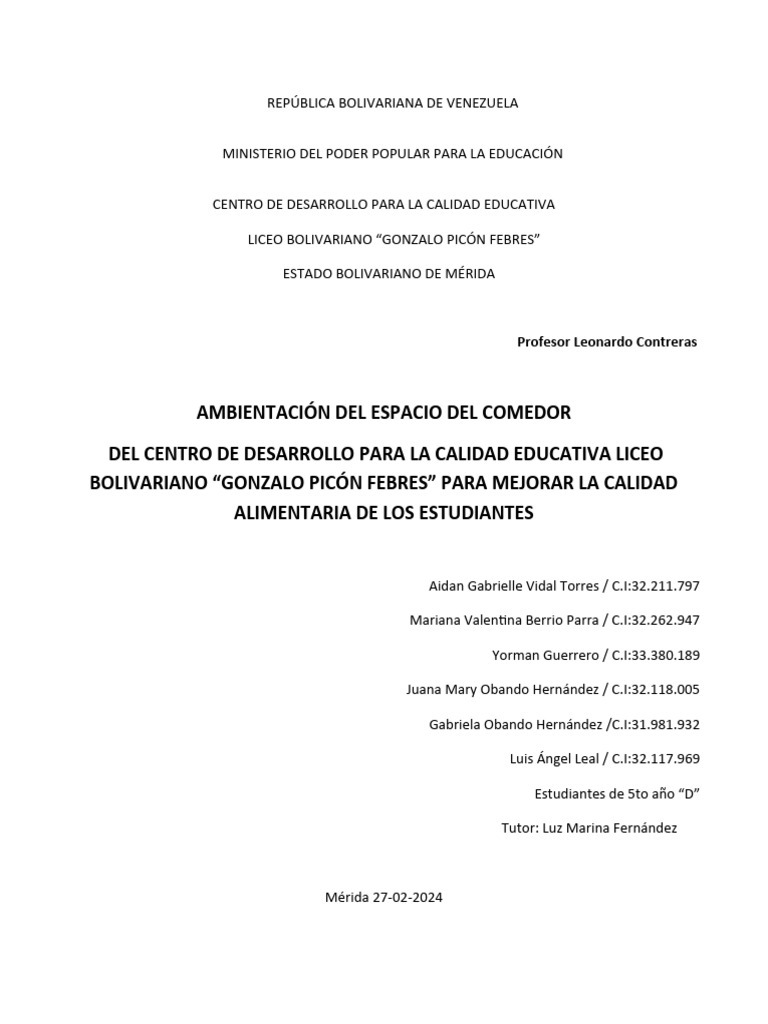 INFORME DEL COMEDOR (Reparado) | PDF | Comedor | Laboratorios