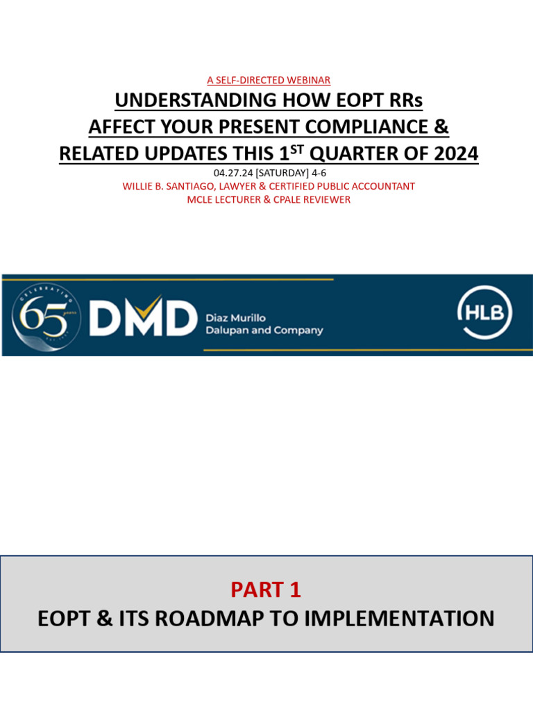 POWERPOINT 04.27.24 PART 1 EOPT IRRs 04.27.2024 3 | PDF | Invoice ...