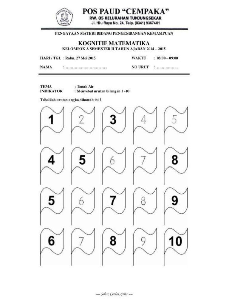Soal Paud Angka | PDF